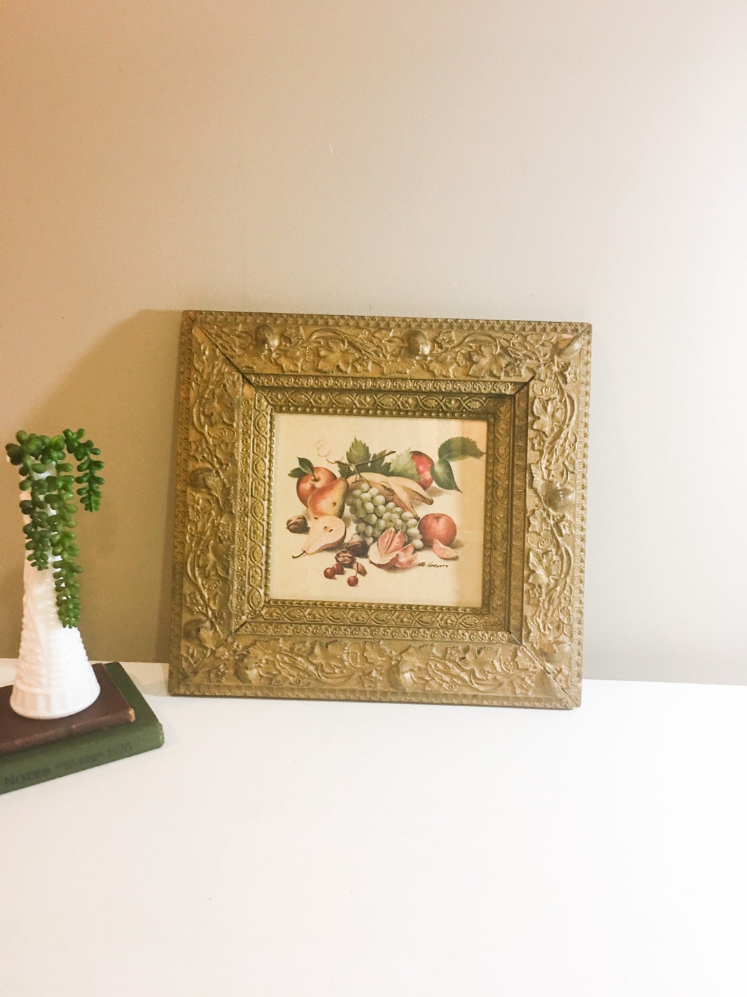 Vintage Wall Decor Framed Fruit Gold Wood Frame R F Harnett Still Life ...