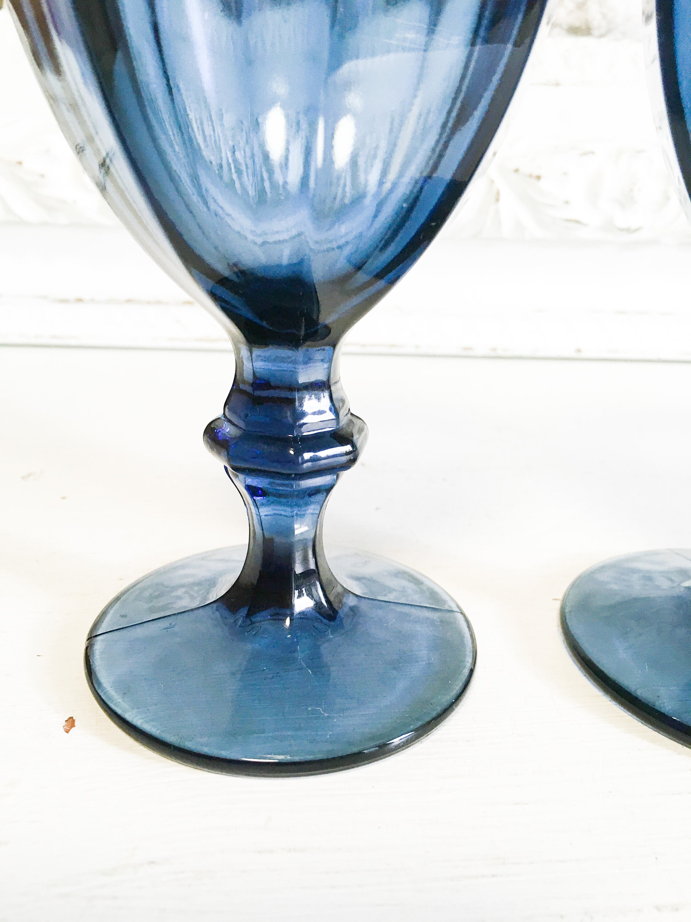 Vintage Glasses Blue Dura Tuff Stemware Water Goblets Decor Replacement ...