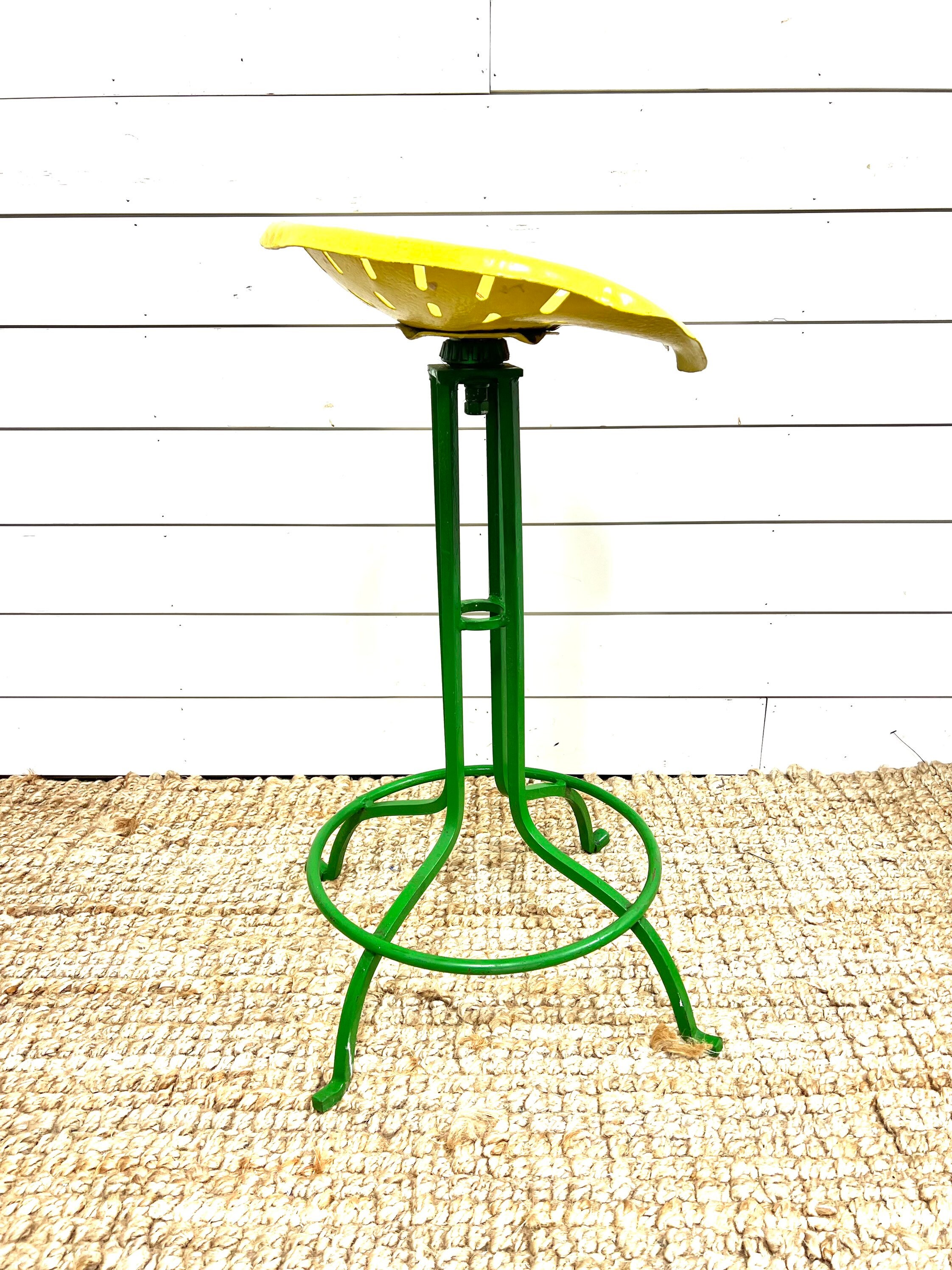 Vintage Stool Tractor Seat Swivel Metal John Deere Green and Yellow Decor Farm Kentucky Decor Seat Chair Etsy