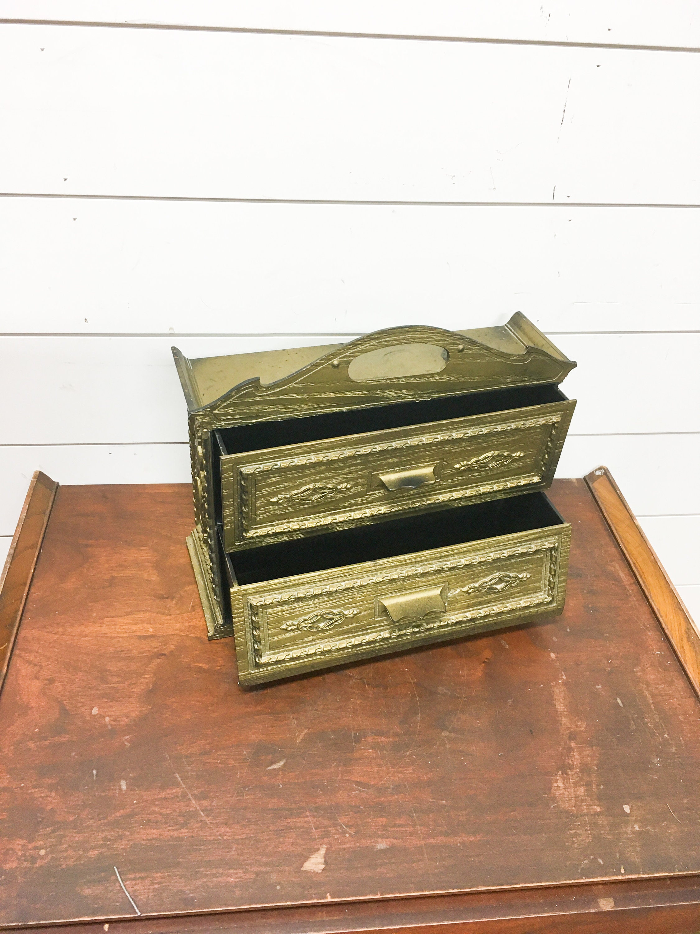 Home & Living Vintage jewelry box chest gold resin retro midcentury Art ...