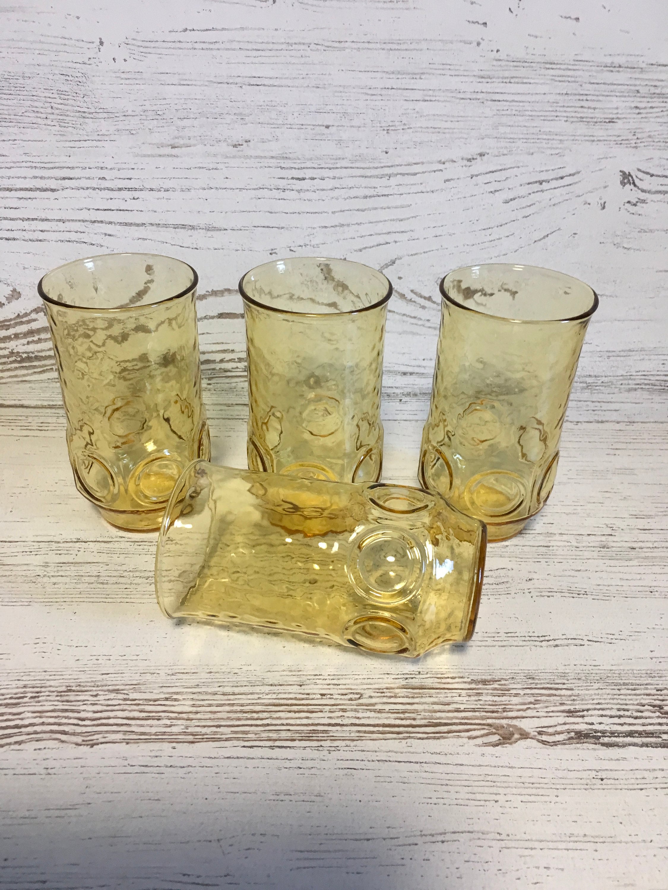 Vintage Anchor Hocking Glasses Amber Yellow Gold Circle Bar | Etsy