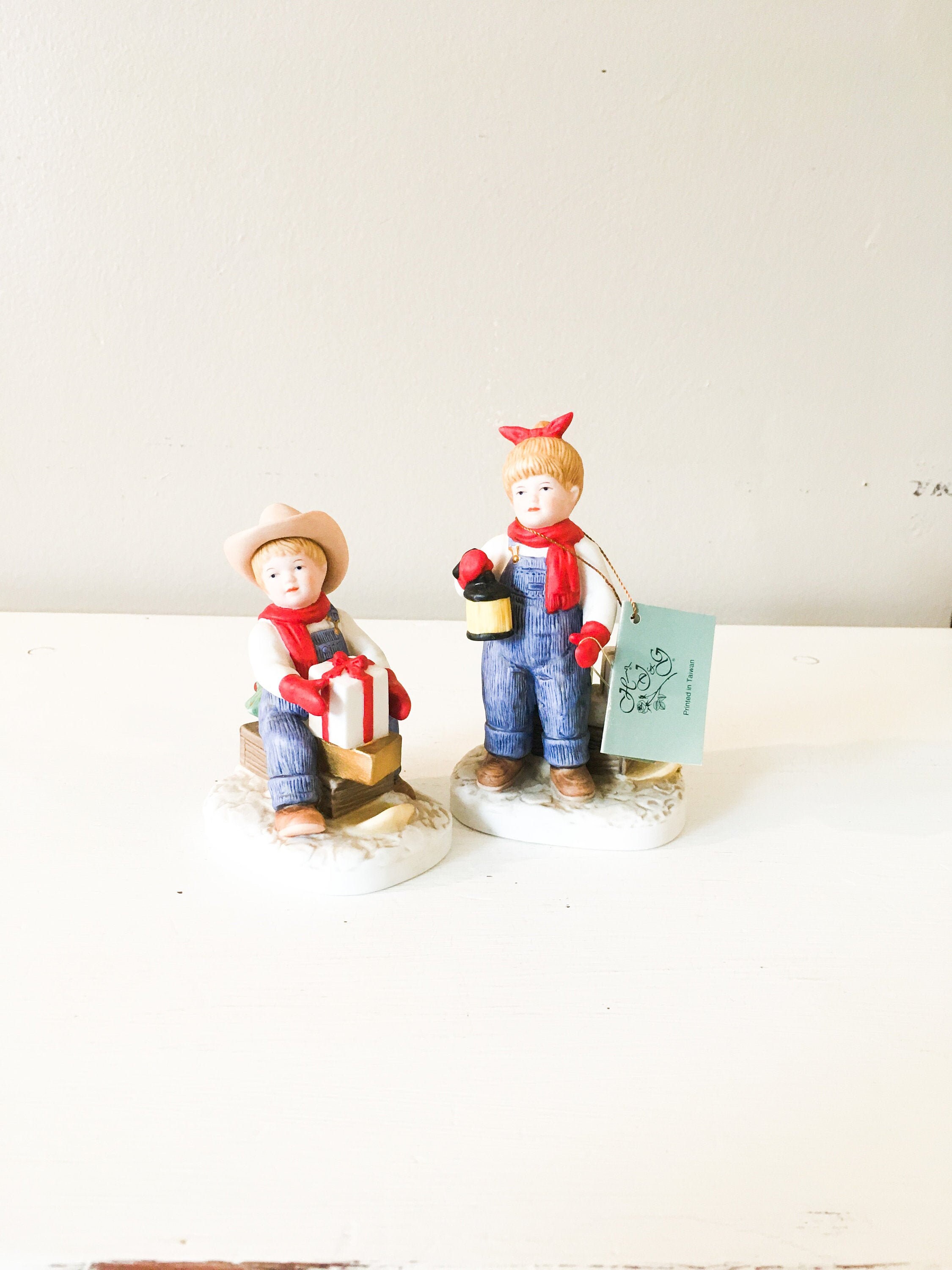 Vintage denim days figurine holiday sleds 1528 Christmas decor | Etsy
