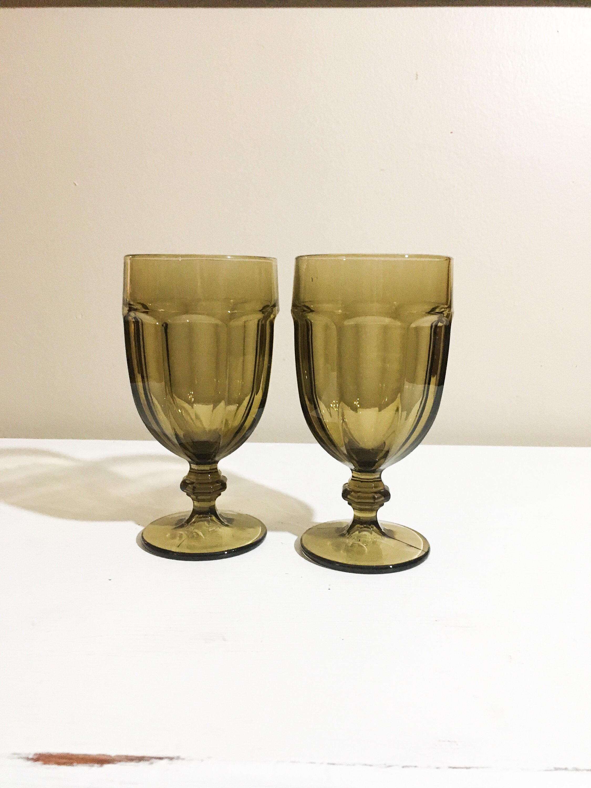 Vintage goblets Libbey duratuff brown smokey stemware glasses | Etsy