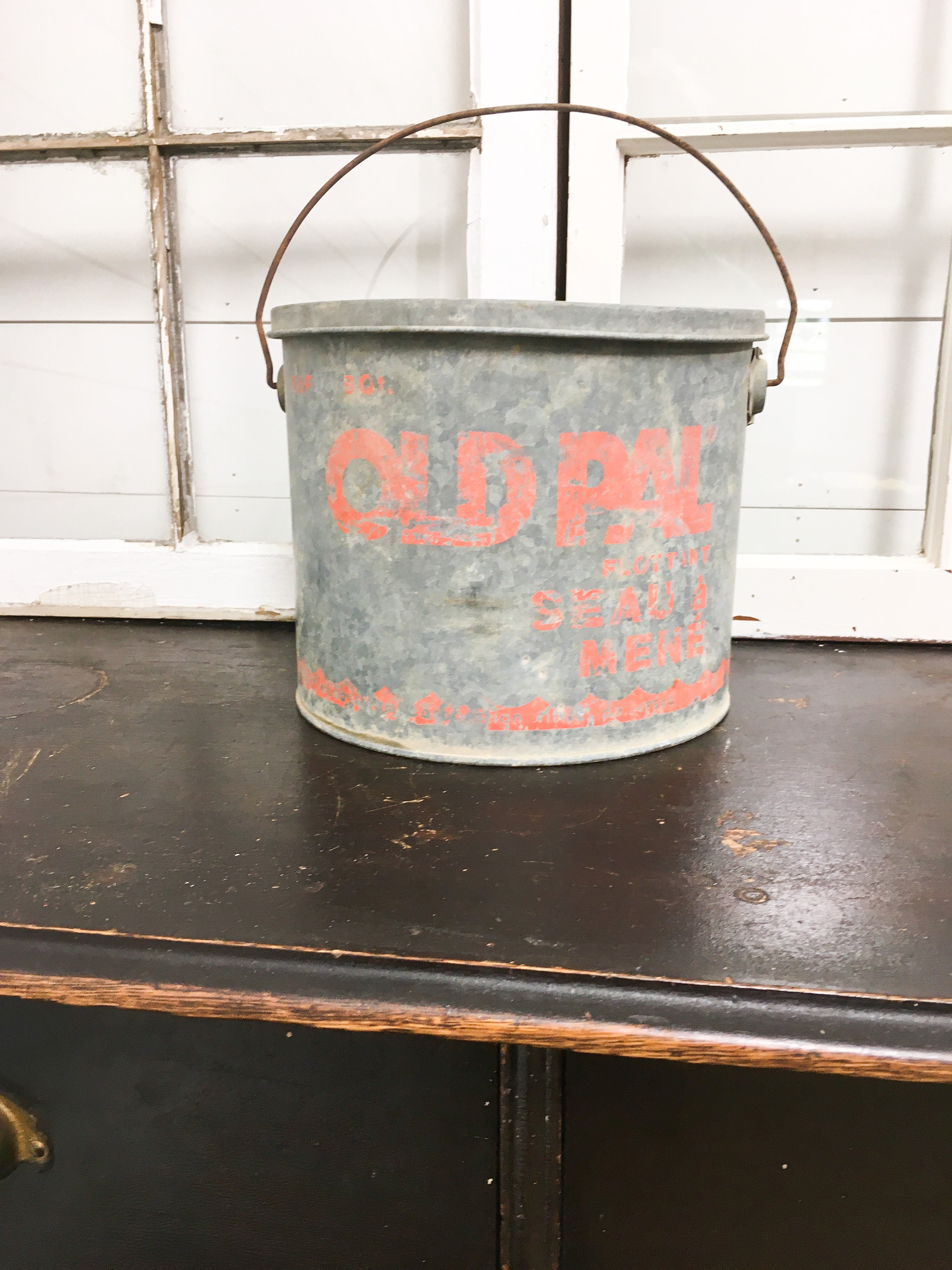 Vintage Minnow Bucket Old Pal Galvanized Bucket Fishing Camping Decor ...