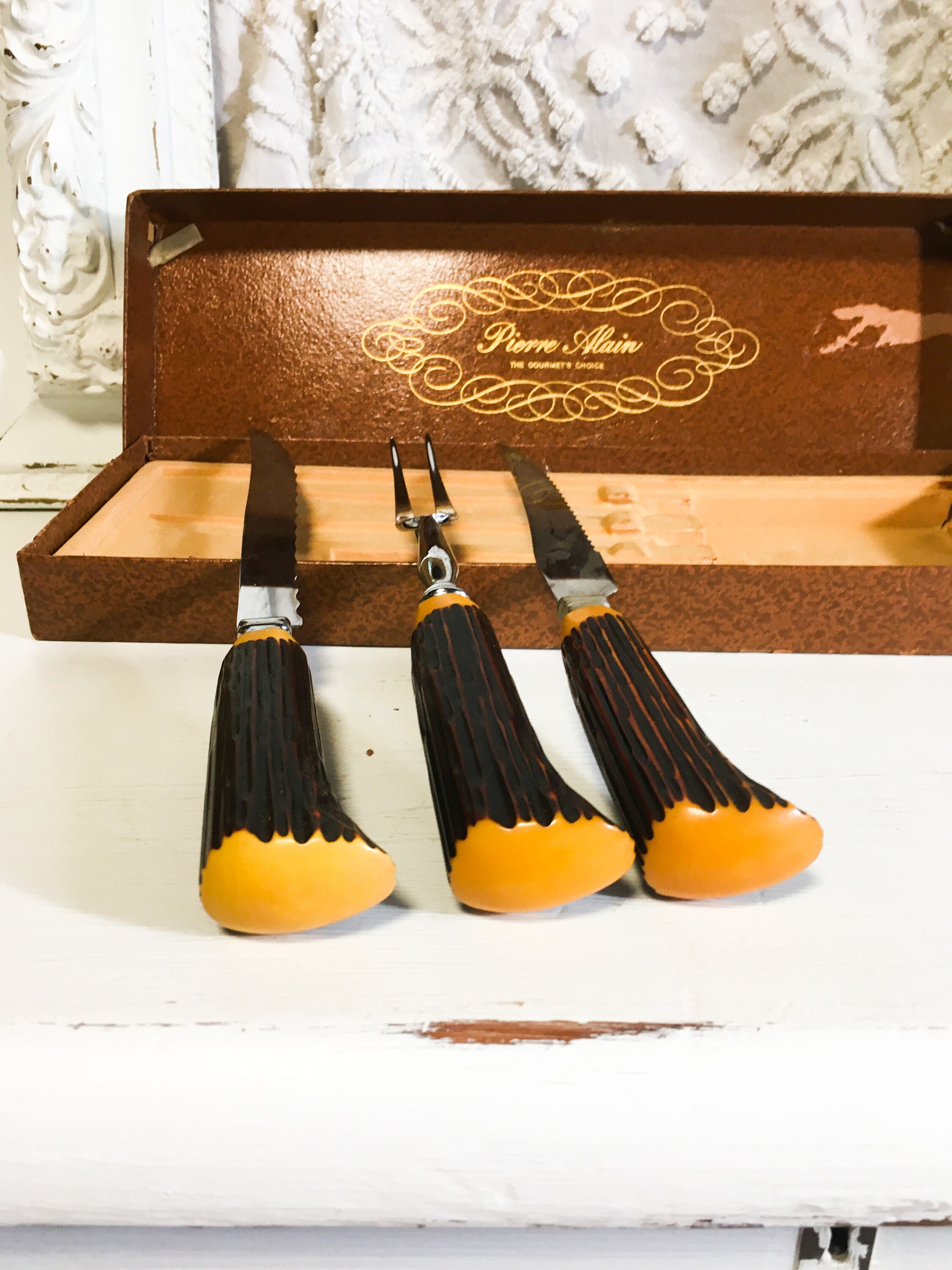 Vintage carving knives Pierre Alain set stainless steel | Etsy