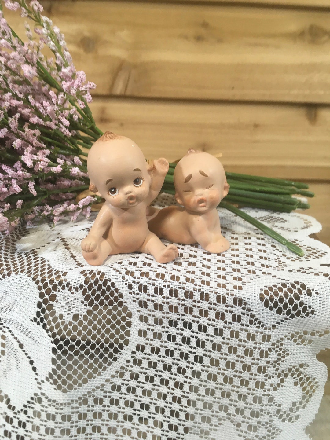 Vintage Kewpie Babies Piano Babies Bisque Figurine Decor Retro Waving ...