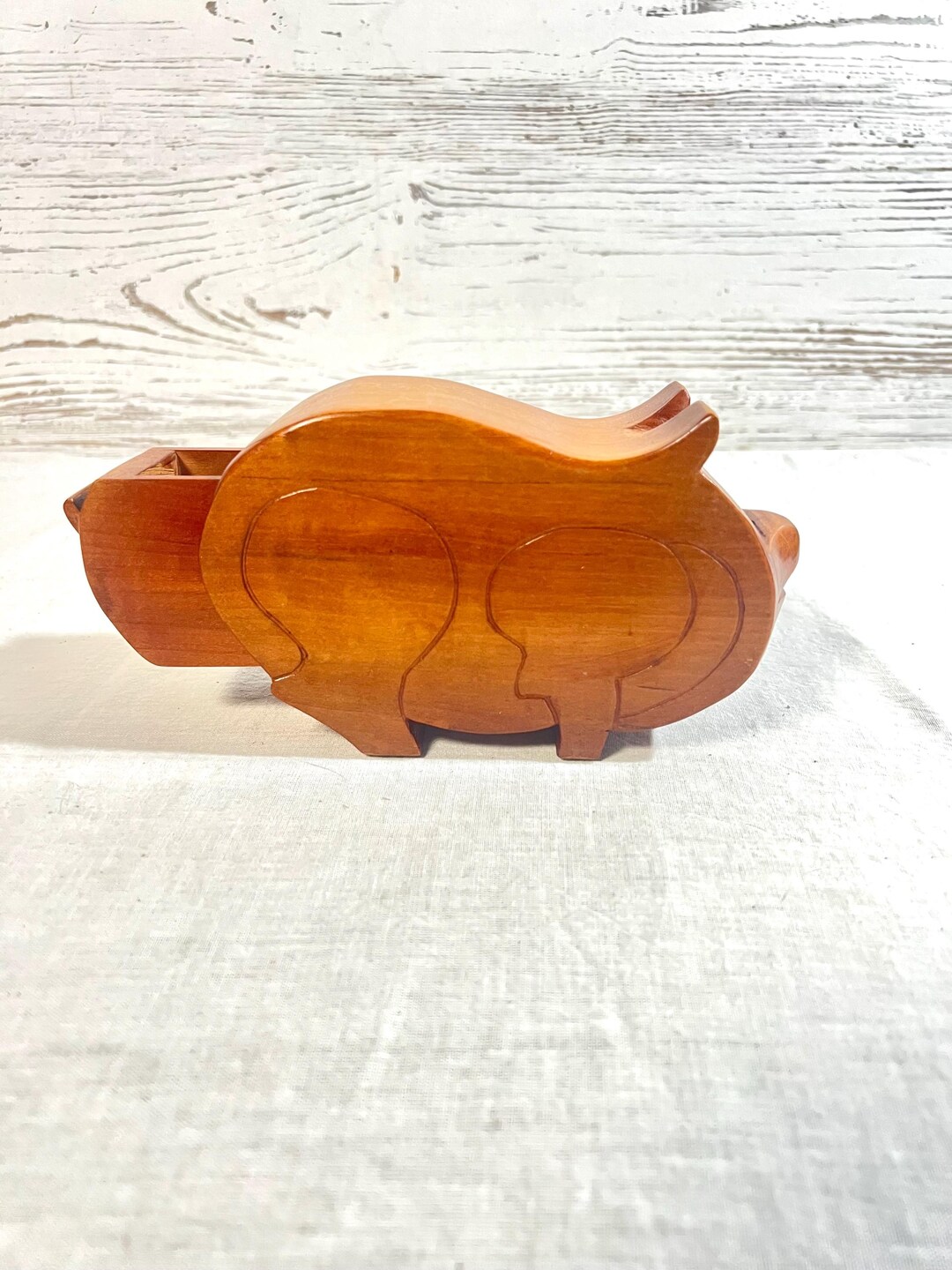 Vintage Wood Pig Storage Drawer Decor Gift - Etsy