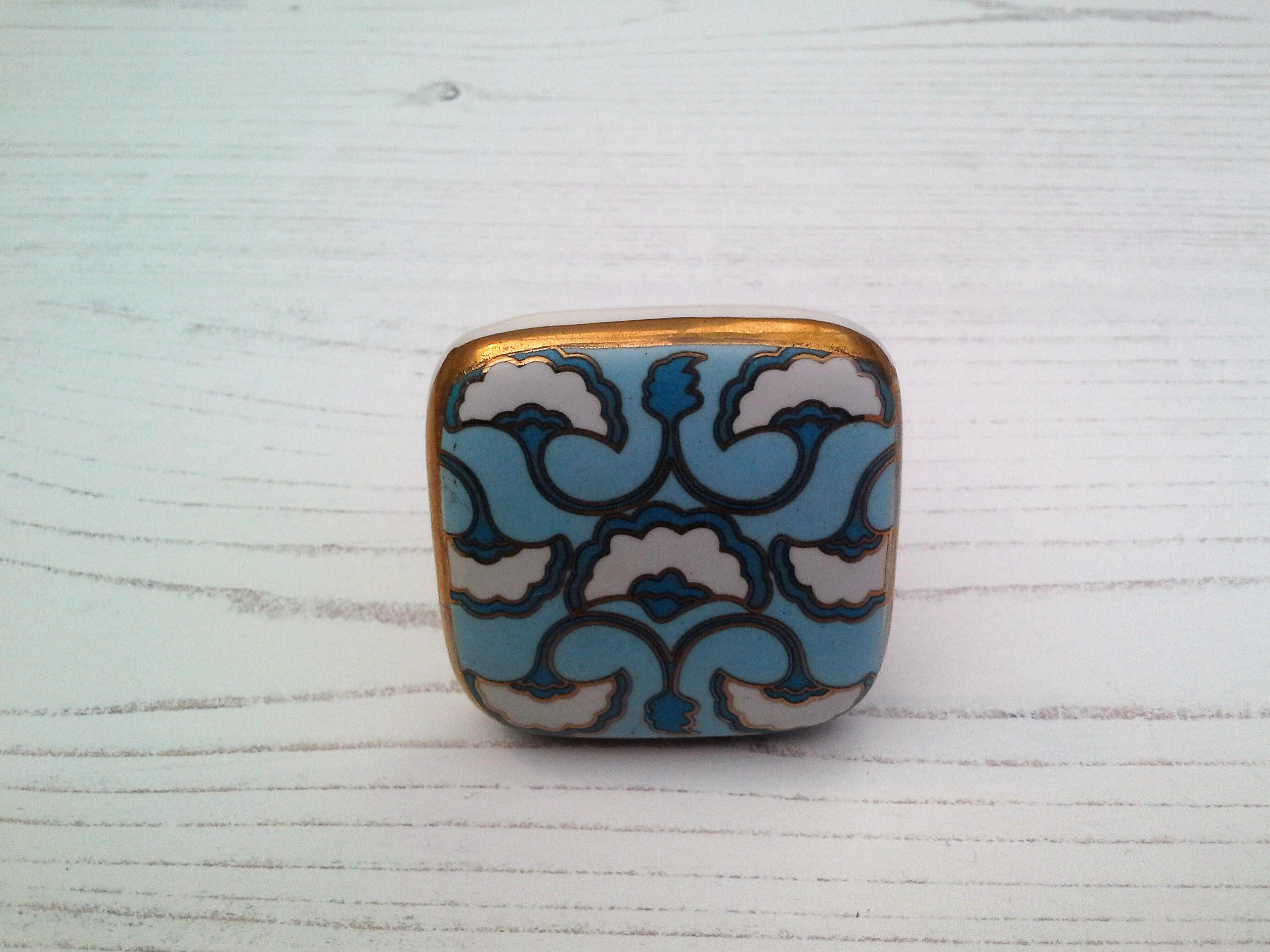 Square Ceramic Art Deco Geometric Drawer Knobs Flowers in - Etsy