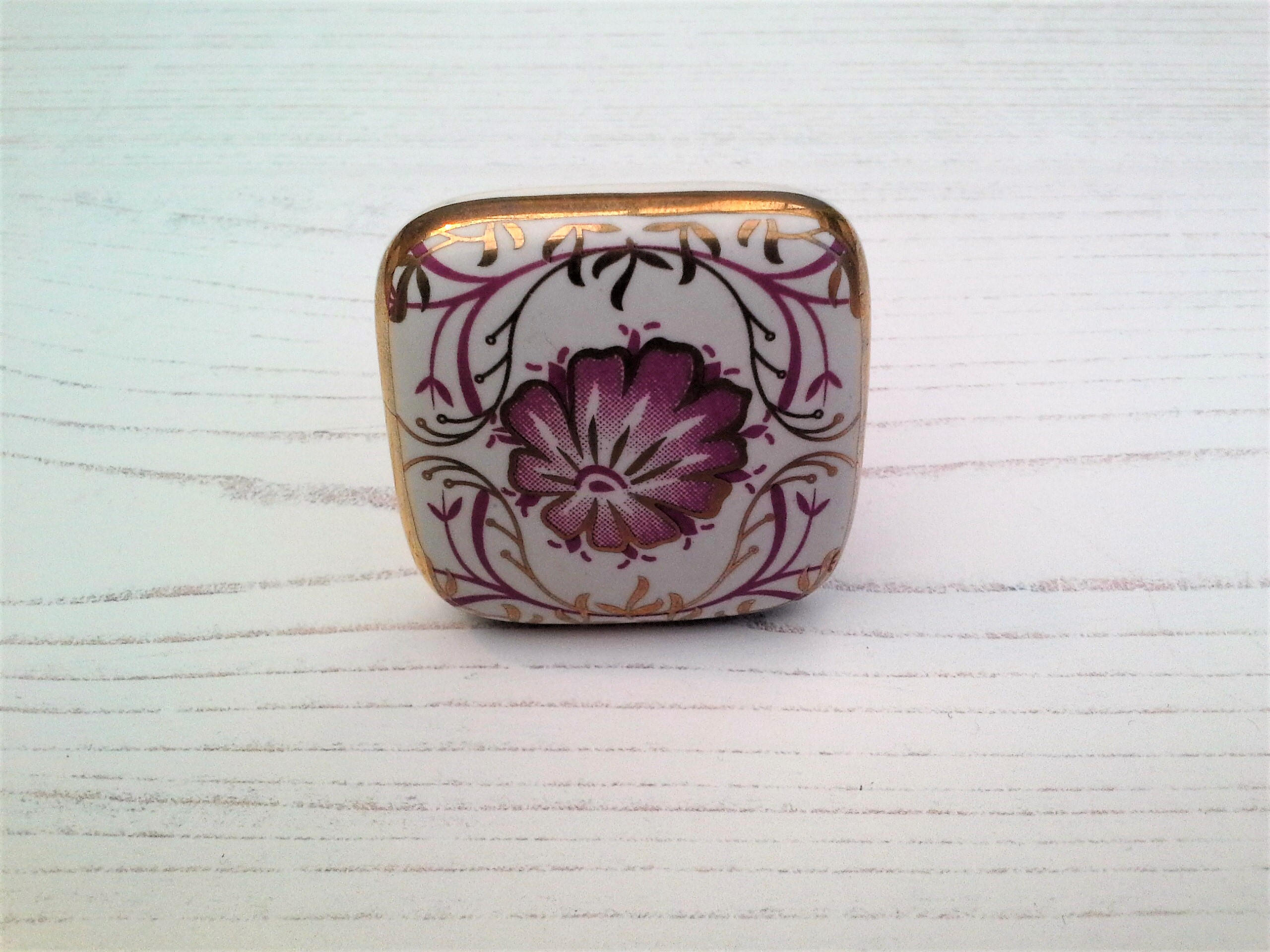 Square Ceramic Art Deco Geometric Drawer Knobs Flowers in - Etsy