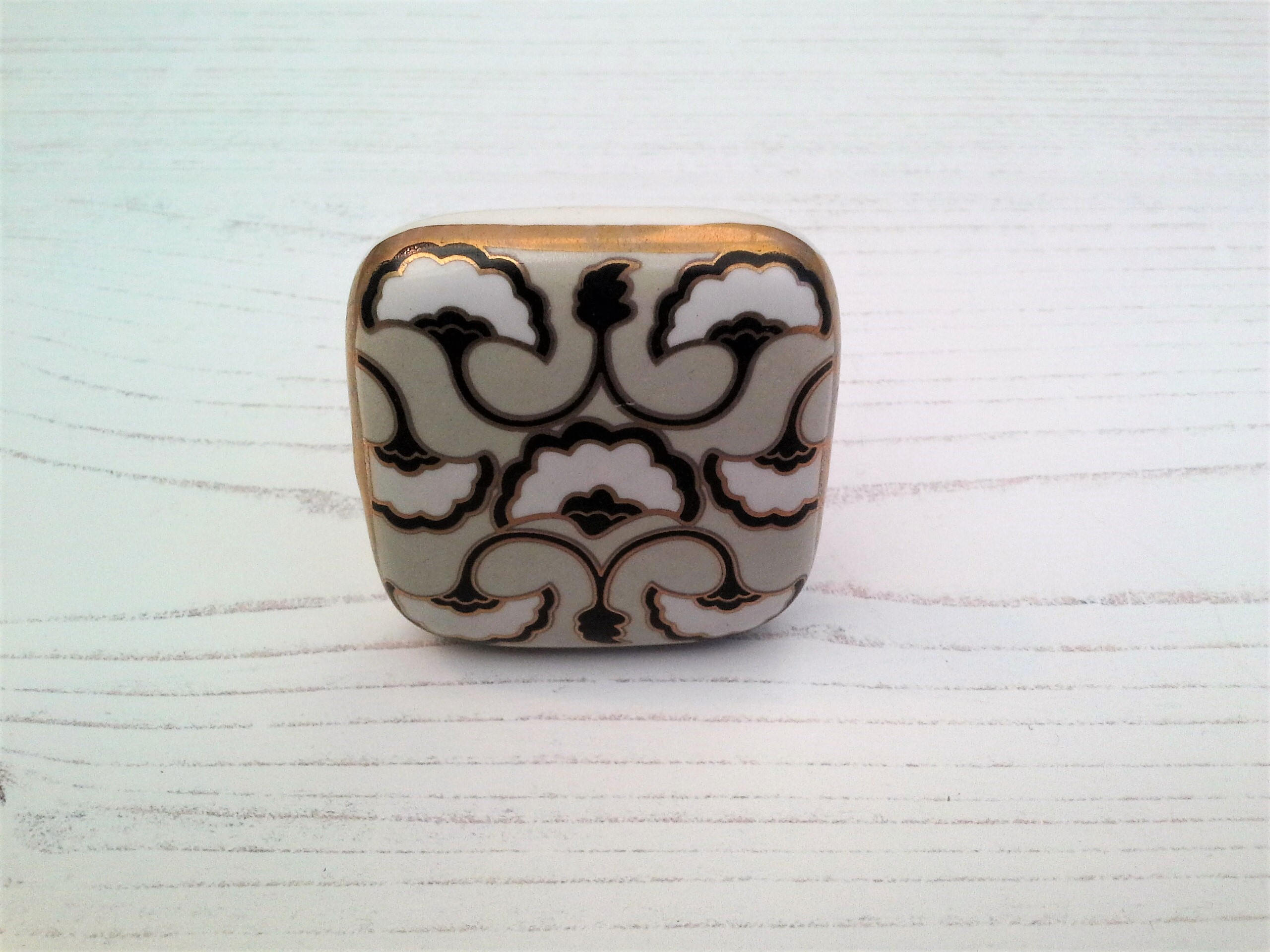 Square Ceramic Art Deco Geometric Drawer Knobs Flowers in - Etsy UK