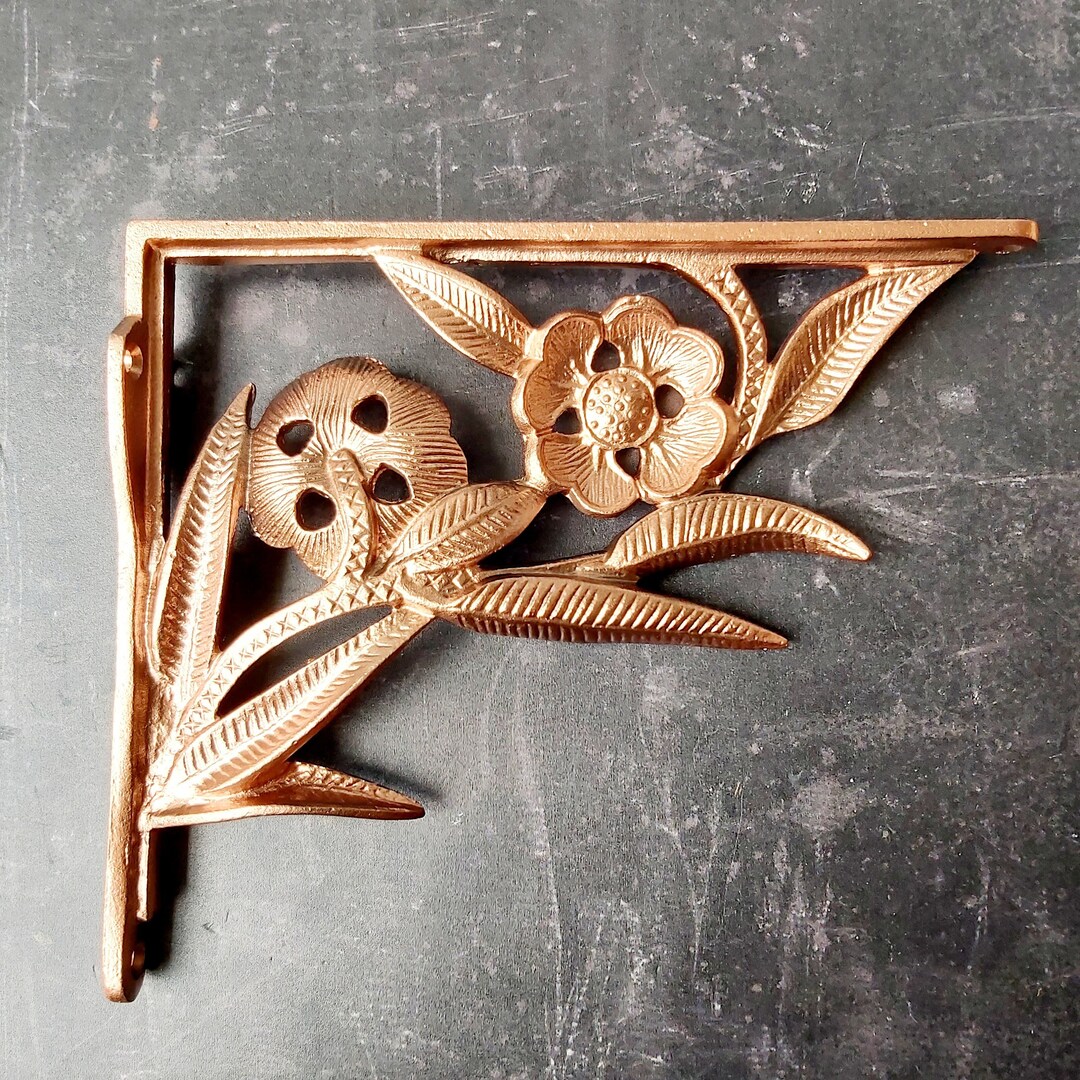 Art Nouveau Copper Flower Shelf Bracket in Vintage Antique Finish ...