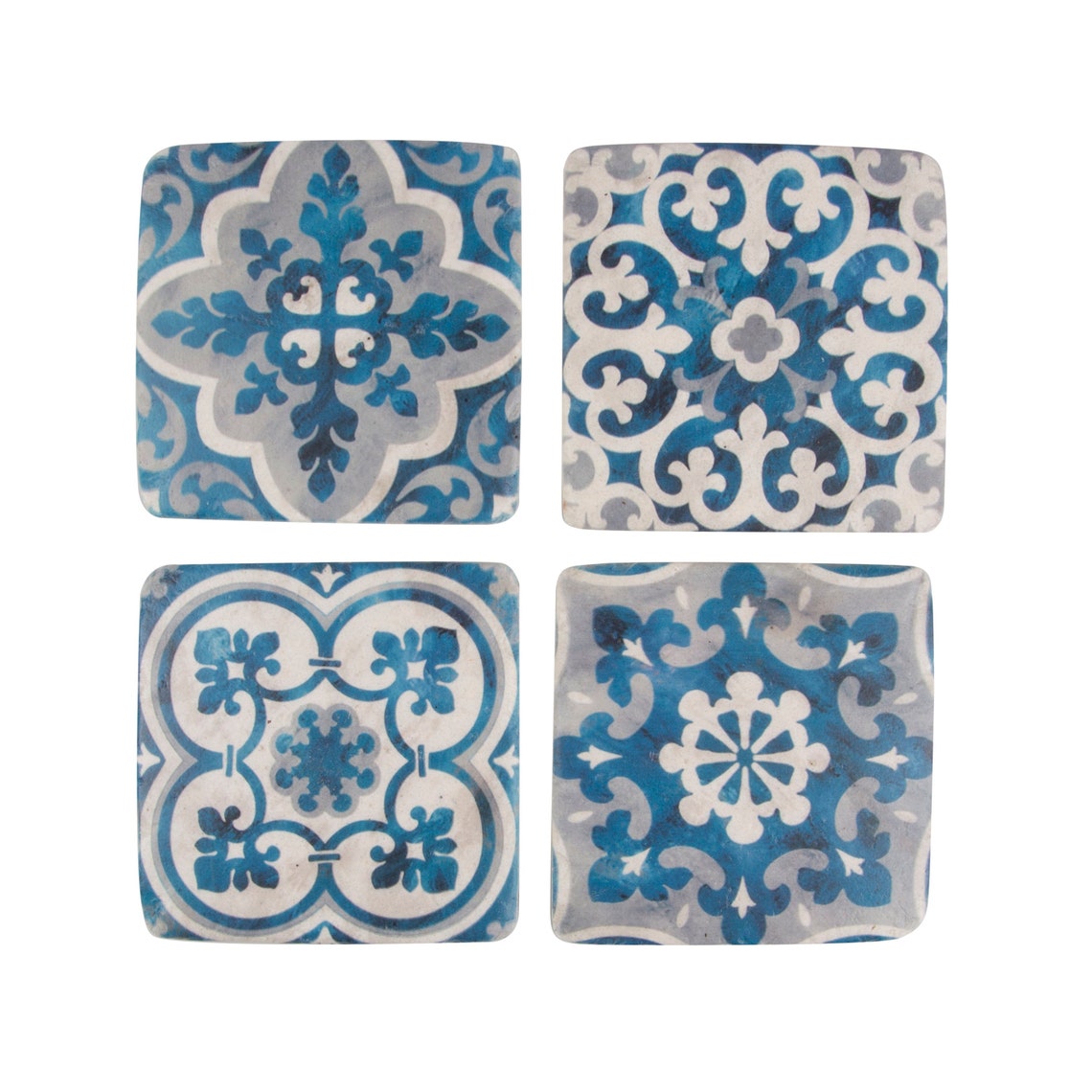 Set of 4 Blue Mediterranean Mosiac Santorini Coasters - Etsy UK