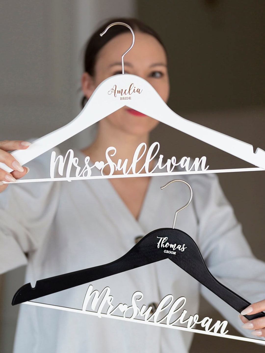 Bride & Groom Hangers, Last Name Hangers, Wedding Hangers, Engagement ...
