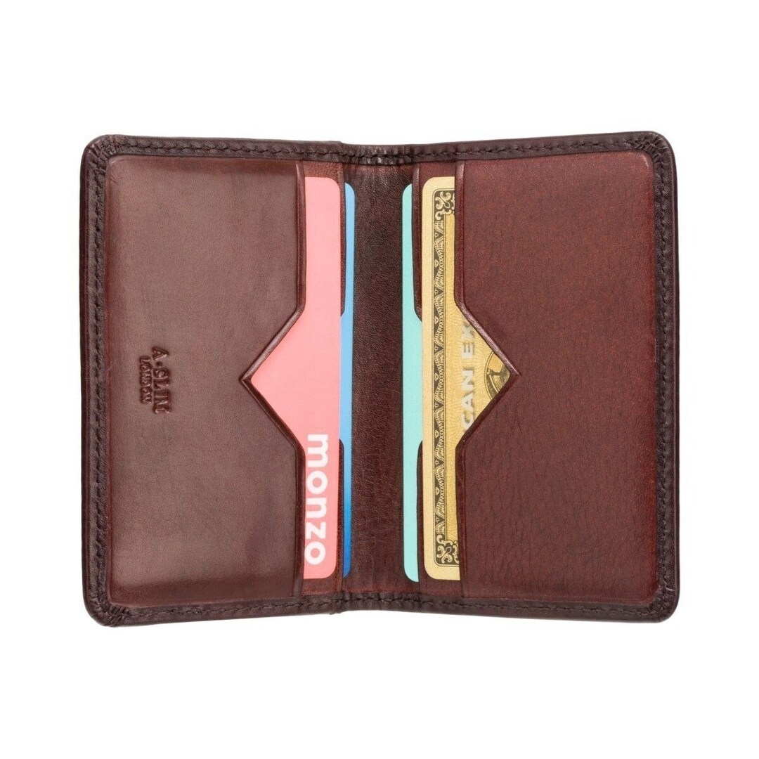 Small Leather Card Holder Wallet Slim Bifold Wallet Compact Cardholder ...
