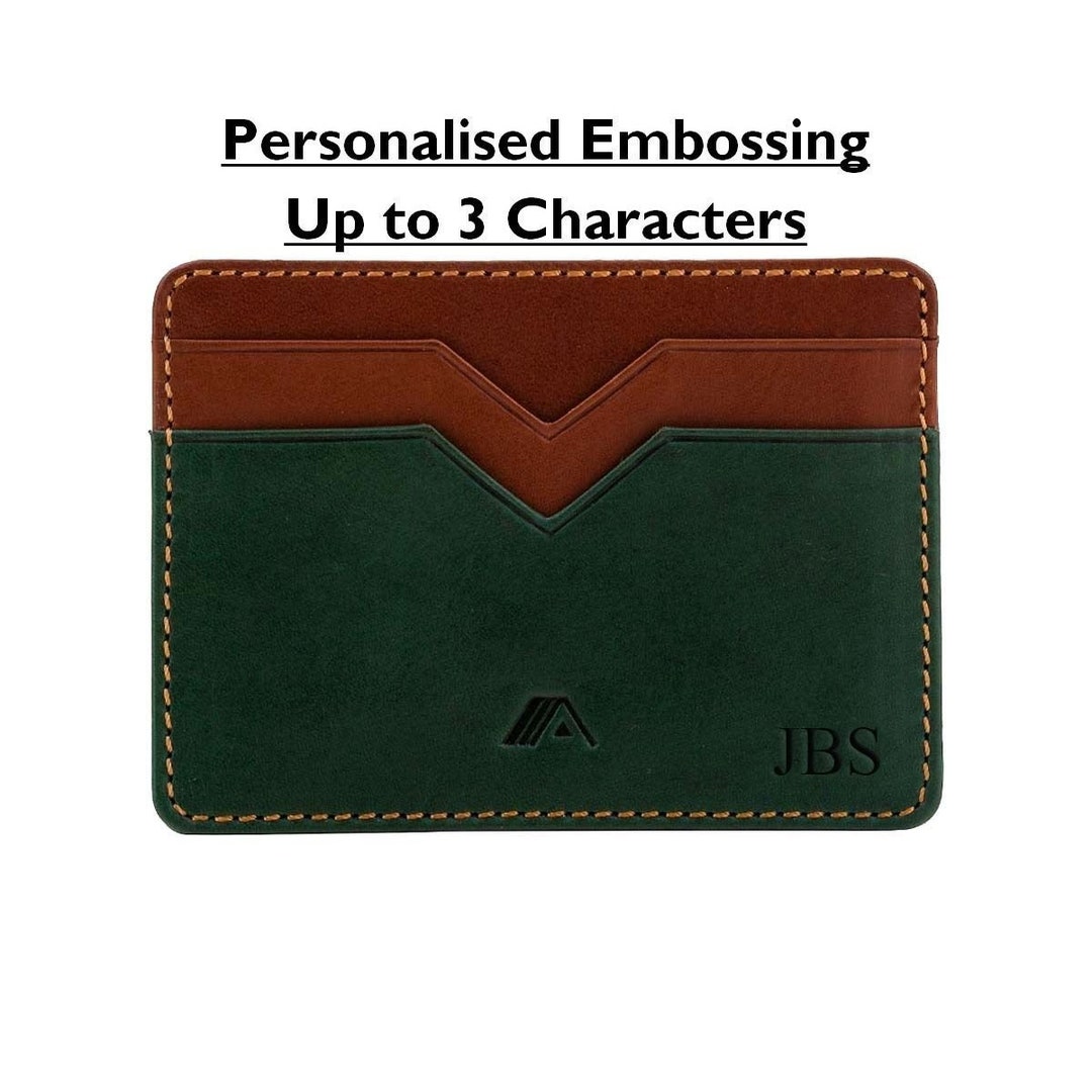 Personalised Leather Card Holder Embossed With Your Initials Handmade ...