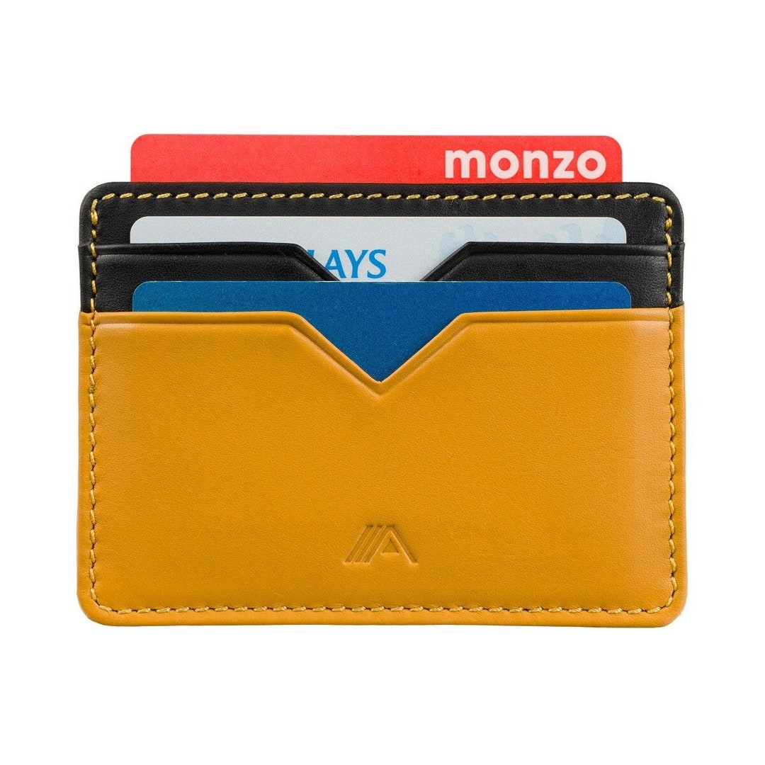 Yellow & Black Credit Card Holder Wallet / Credit Card Case / Mens ...