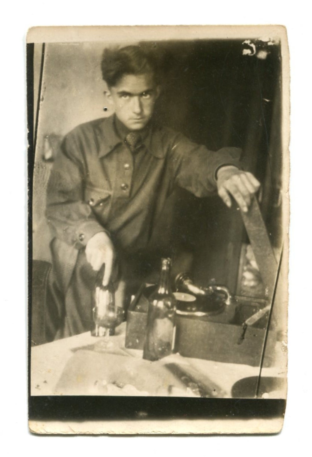 Gramophone Phonograph Handsome Young Man Portrait Odd Weird - Etsy