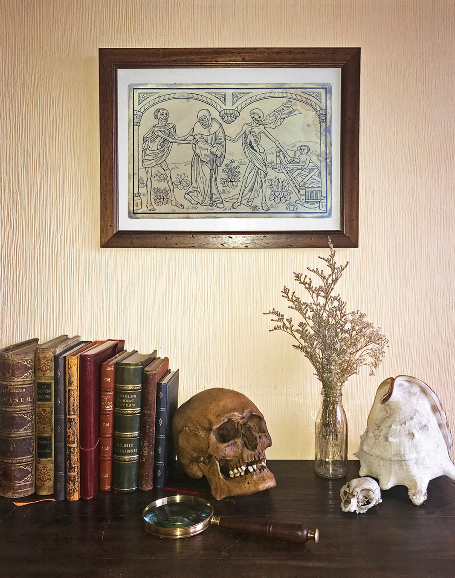 Danse Macabre Original Drawing on Aged Paper Memento Mori - Etsy