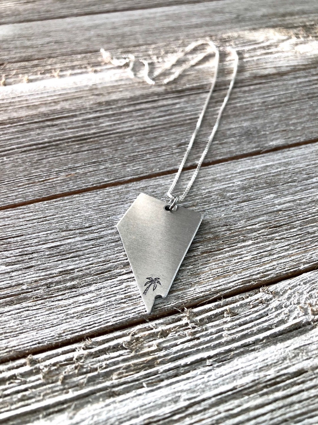 Large Nevada Necklace-las Vegas Necklace-nevada Jewelry-handstamped ...