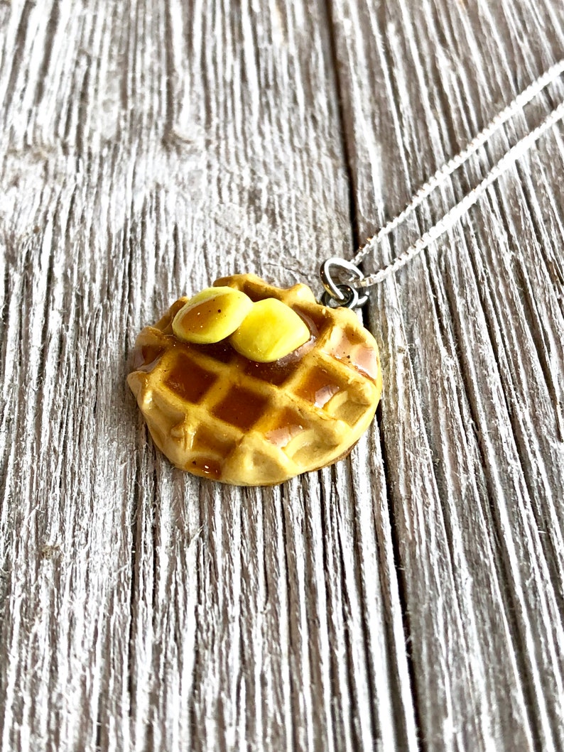 Waffle necklace-polymer clay necklace-gift | Etsy