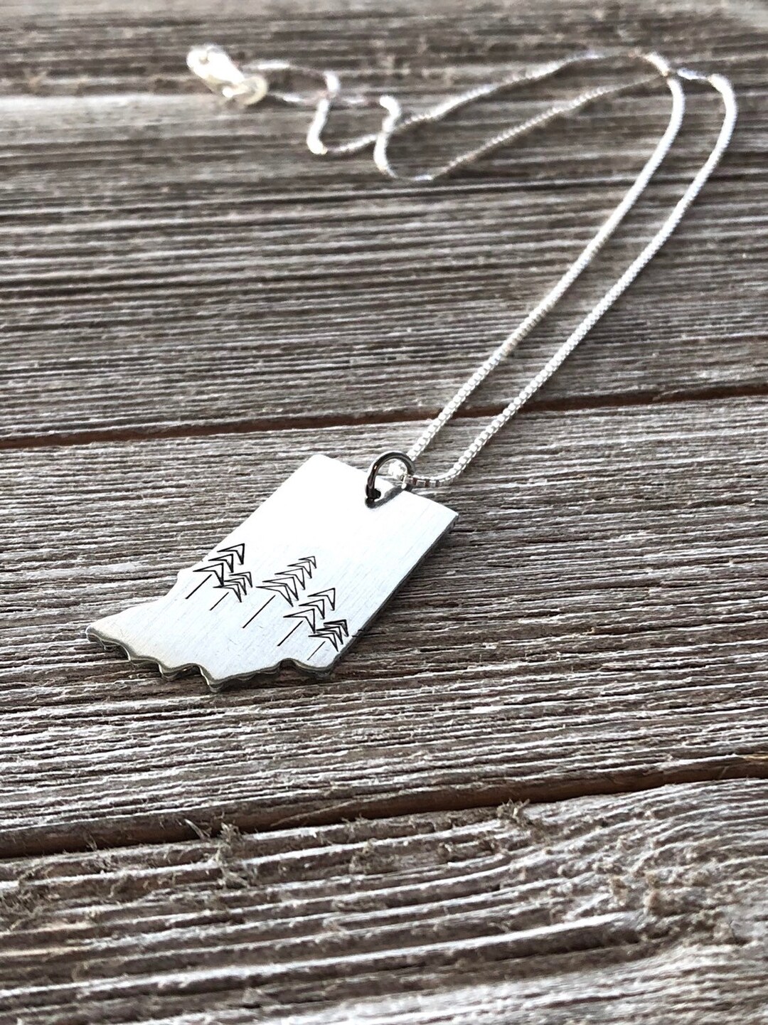 Indiana State Necklace: Hand Stamped Aluminum Pendant - Etsy