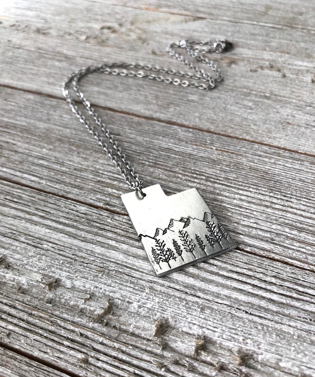 Large Utah Necklace- Mountain and Tree Necklace-utah Jewelry-beehive ...