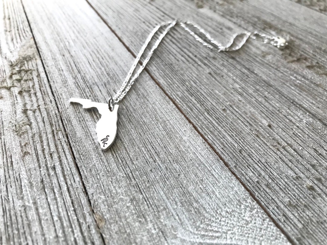 Florida Necklace-flamingo Necklace-florida Jewelry-handstamped Necklace ...