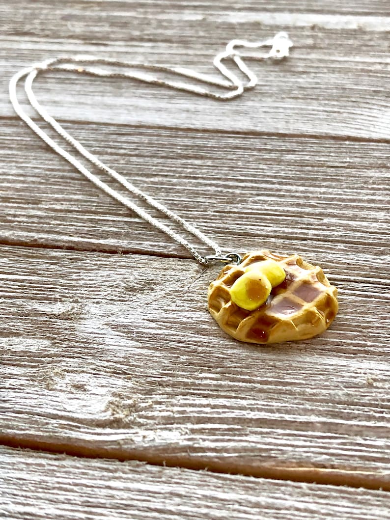 Waffle necklace-polymer clay necklace-gift | Etsy