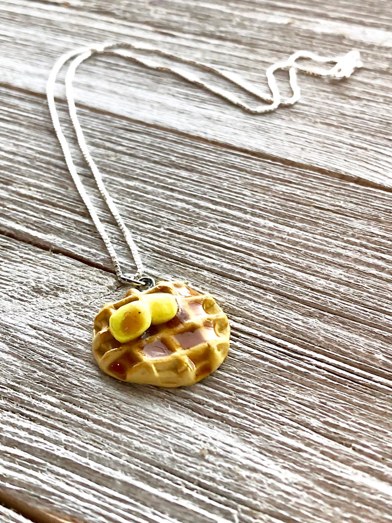 Waffle necklace-polymer clay necklace-gift | Etsy