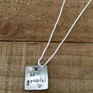 Inspirational Necklace-handstamped Necklace-be Grateful Necklace-gift ...