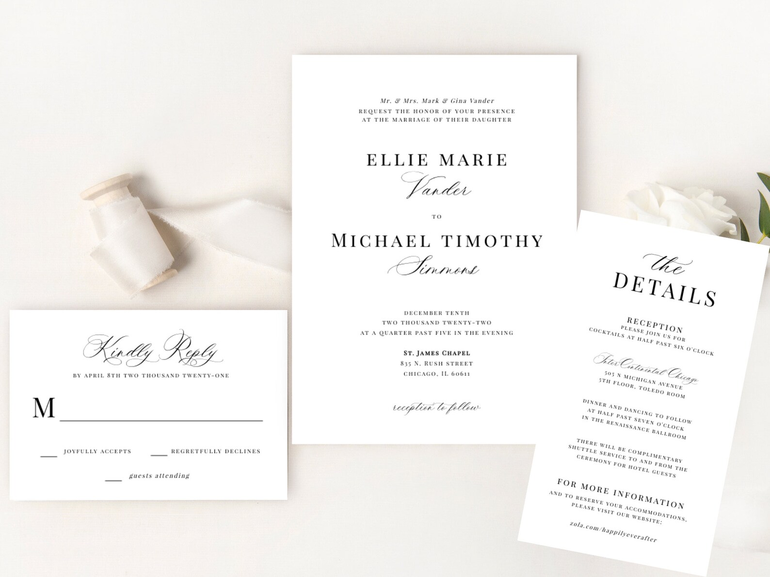 Modern Traditional Wedding Invitation Set | Instant Download Invitation ...