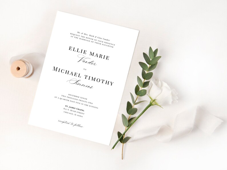 Modern Traditional Wedding Invitation Set | Instant Download Invitation ...