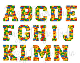 A-Z Block Letters PNG ~ Building Blocks Alphabet Letters PNG ~ Primary ...