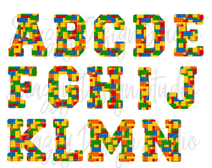 Building Blocks Alphabet Letters PNG Primary Colors Alphabet - Etsy