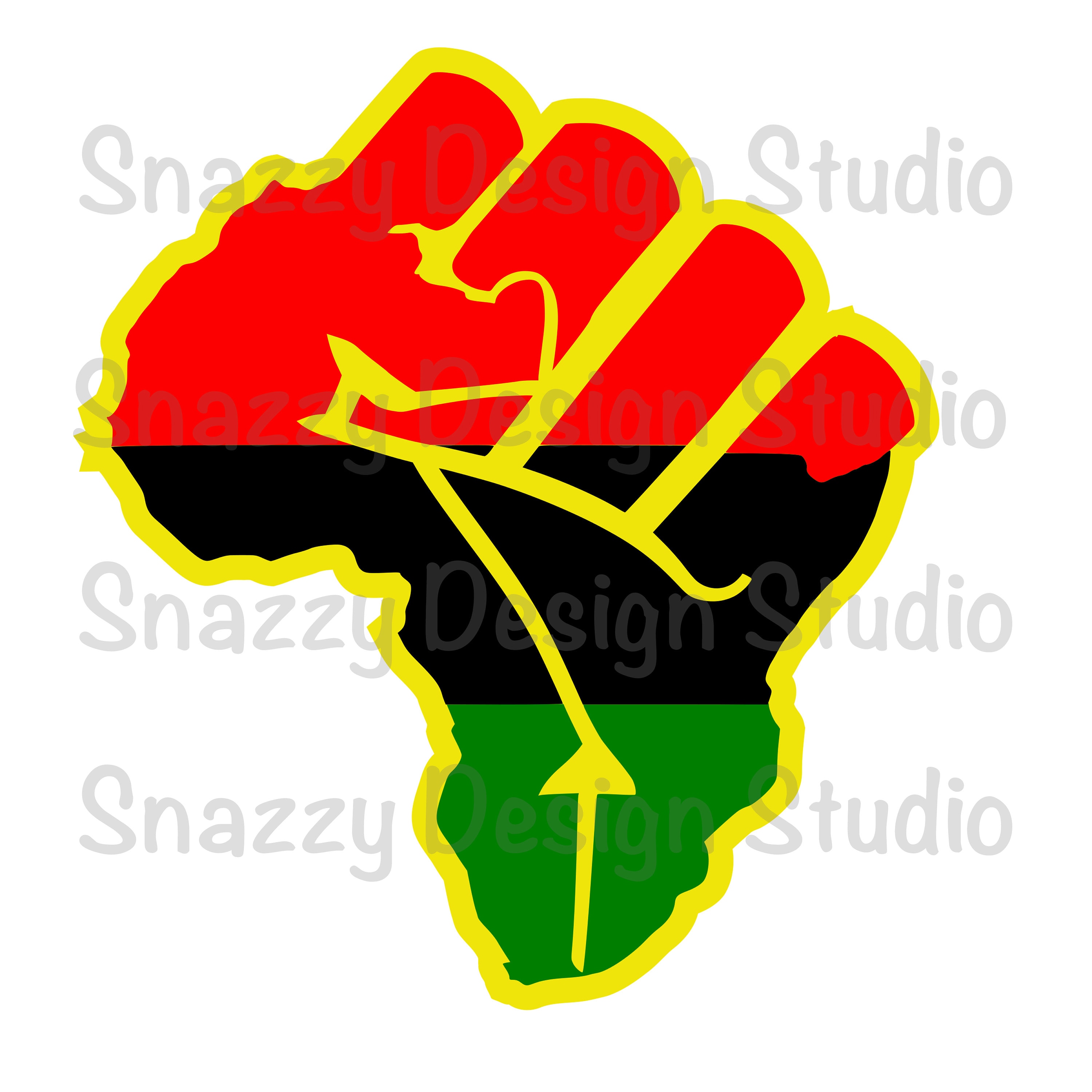 Africa Map ~ Black Power Fist ~ African Map ~ Cutting File ~ Black ...
