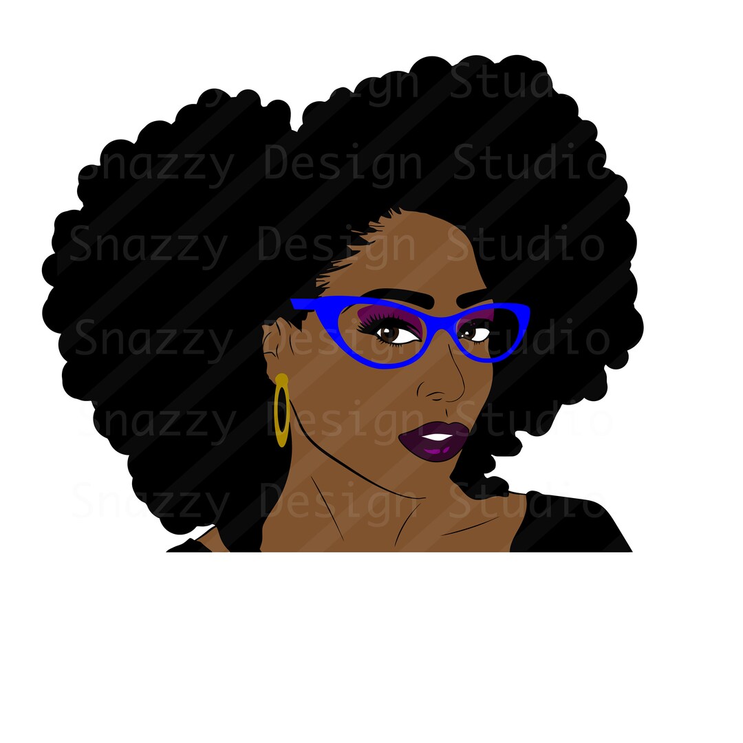 Afro Hair Lady Svg, Natural Hair Svg, With or W/out Glasses, Sheena ...