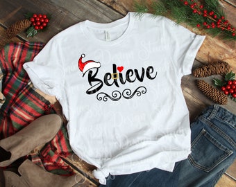 Believe SVG, Christmas Svg, Santa Svg, Santa Hat Svg, Believe in Santa ...