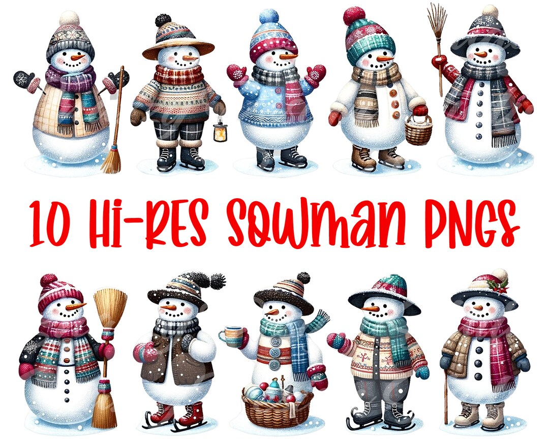 Cute Snowman Clipart, Snowmen Clipart, Snowman PNG, Christmas Clipart ...