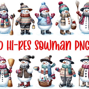 Cute Snowman Clipart, Snowmen Clipart, Snowman PNG, Christmas Clipart ...