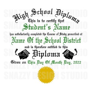 High School Diploma Svg Graduation Diploma Svg Diploma Svg | Etsy