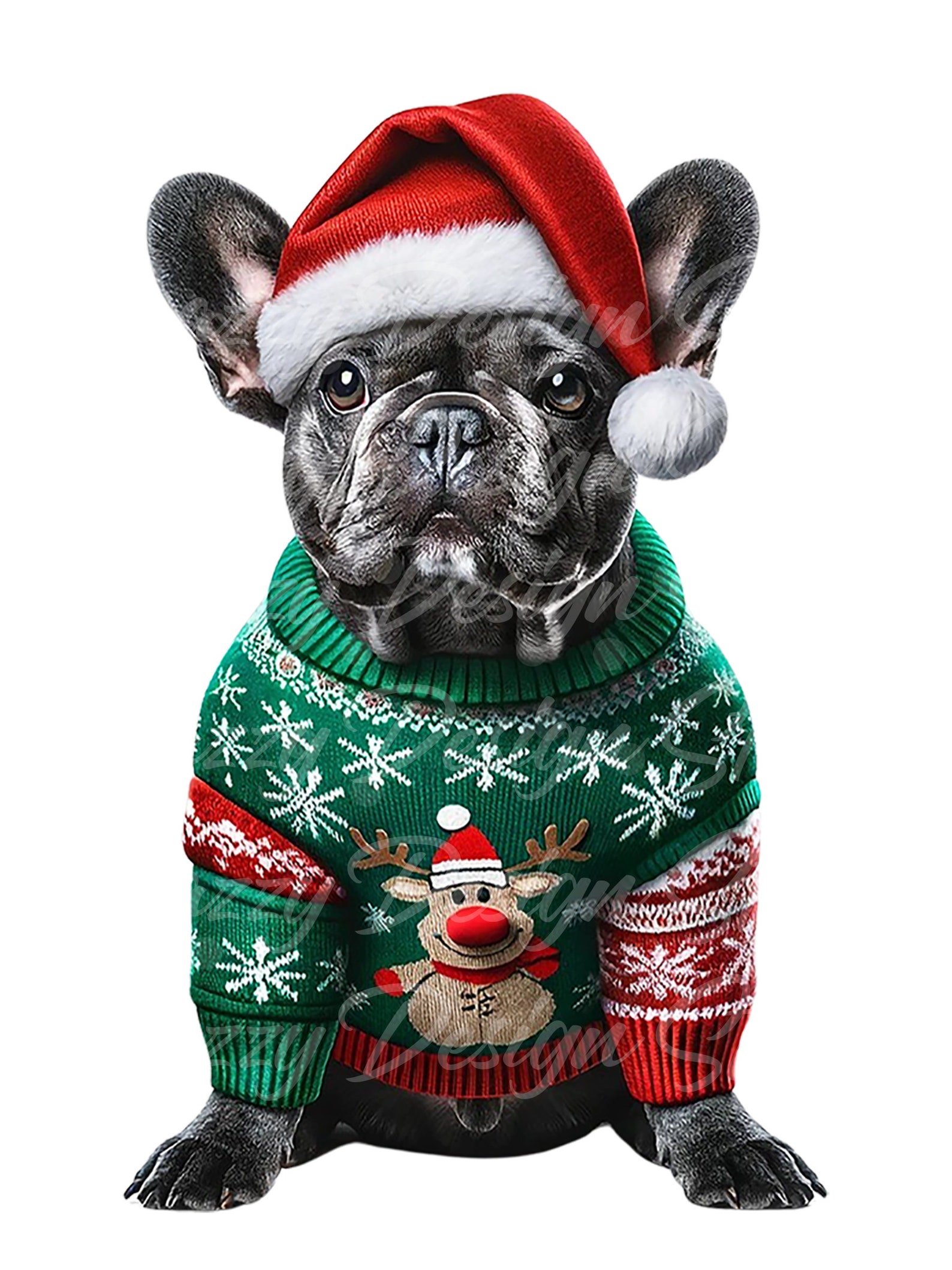 Christmas Santa French Bulldog Png Graphics, French Bulldog Clipart ...