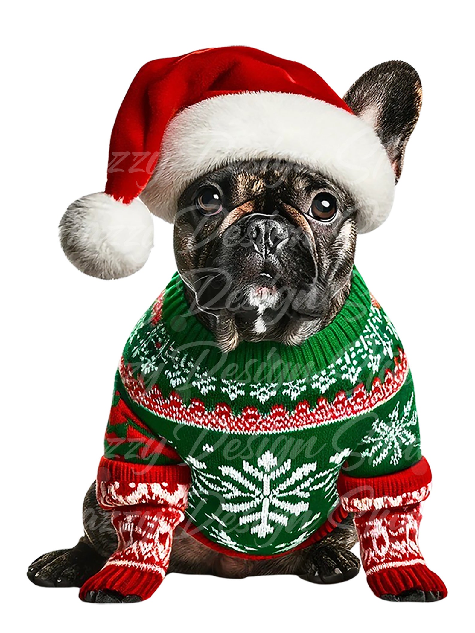 Christmas Santa French Bulldog Png Graphics, French Bulldog Clipart ...