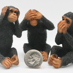 Dollhouse Miniature One Inch Scale 1:12 Chimpanzee Set of 3 Hear No ...