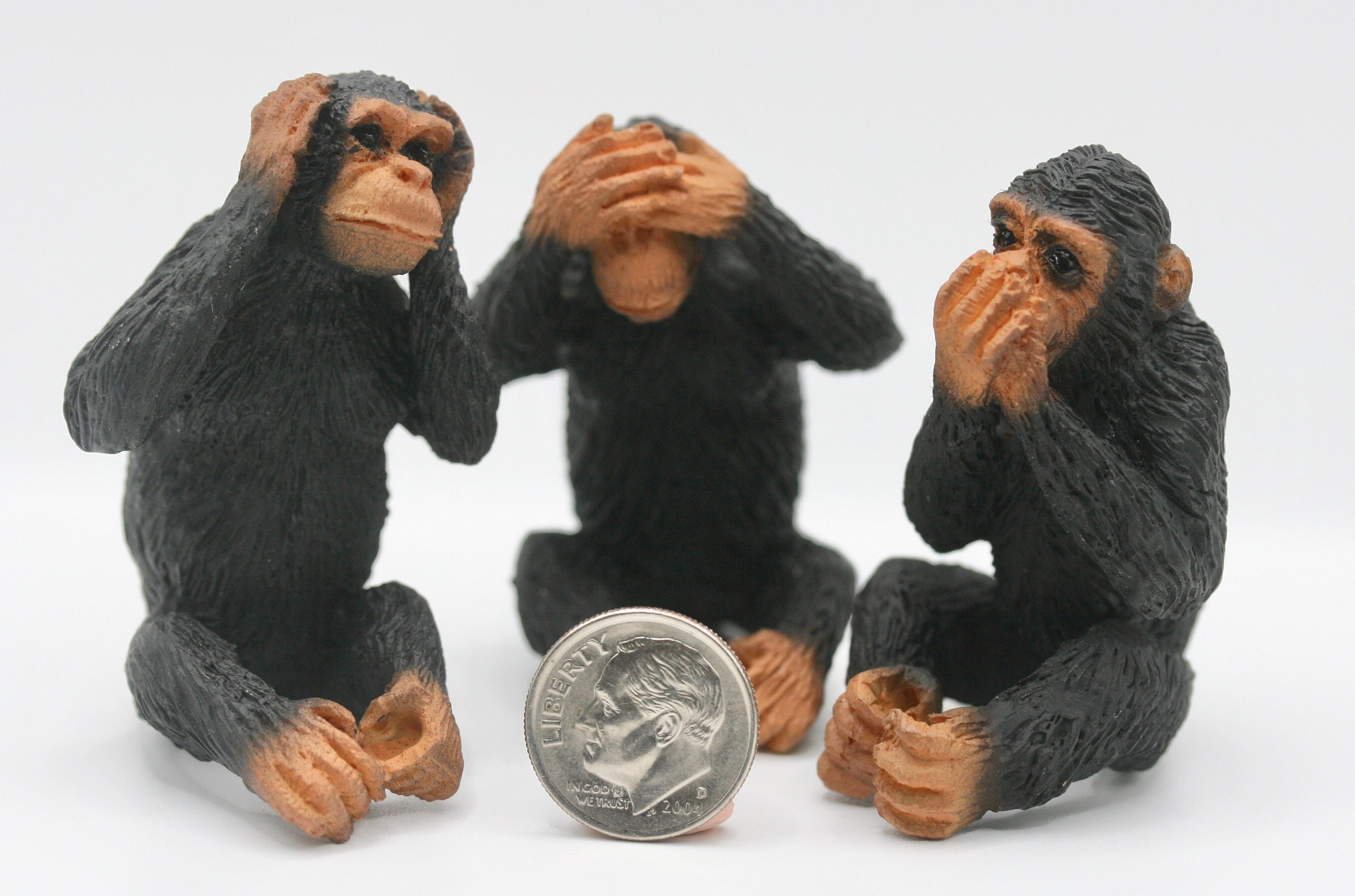 Dollhouse Miniature One Inch Scale 1:12 Chimpanzee Set of 3 Hear No ...
