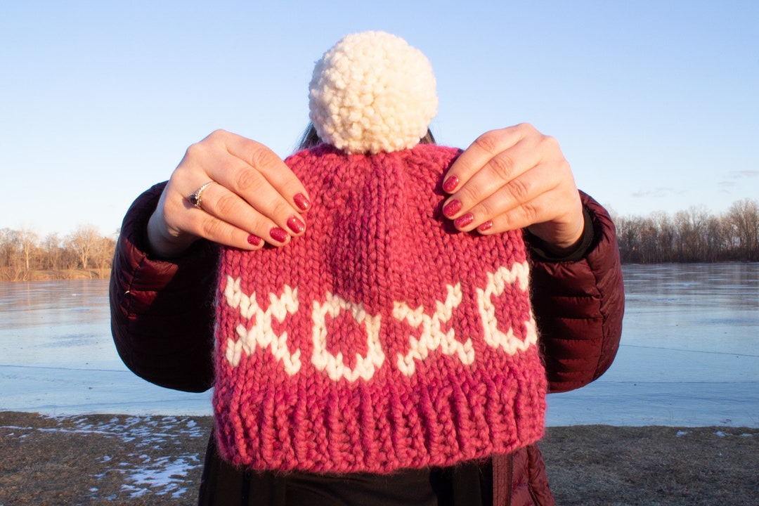 The Hugs + Kisses Hat (PATTERN ONLY // Knit Hat Pattern // Galentine's ...