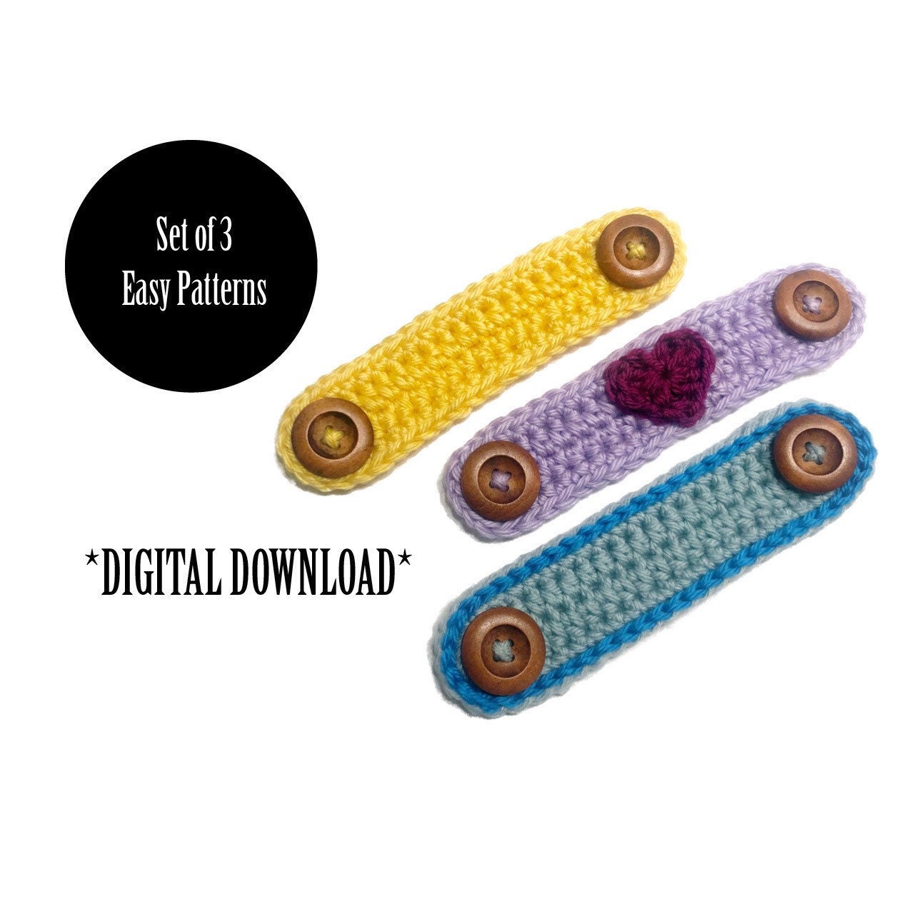 THREE Patterns: Crochet Ear Savers for Face Masks Easy and - Etsy