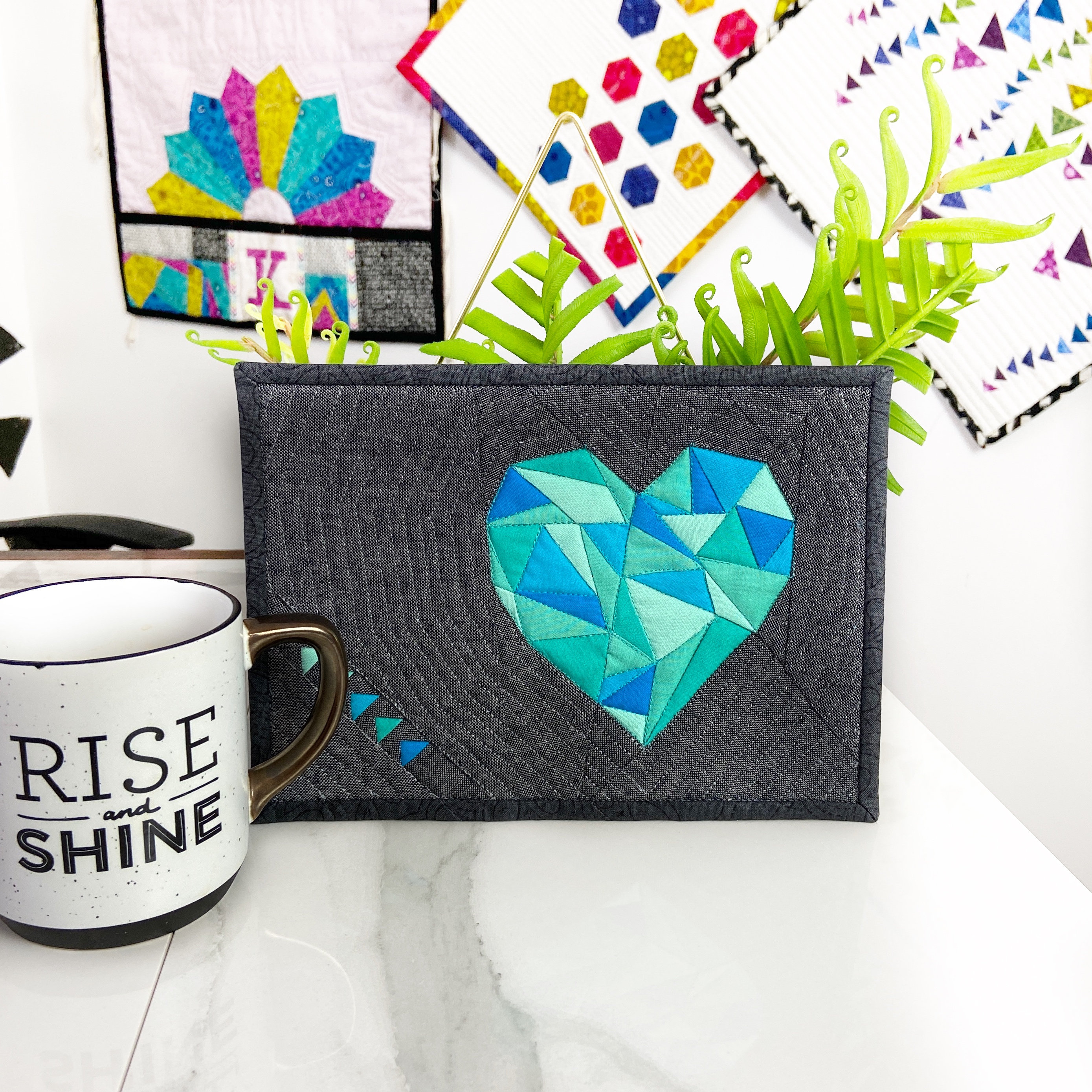 Heart Glass Foundation Paper Pieced Mug Rug Pattern - Etsy