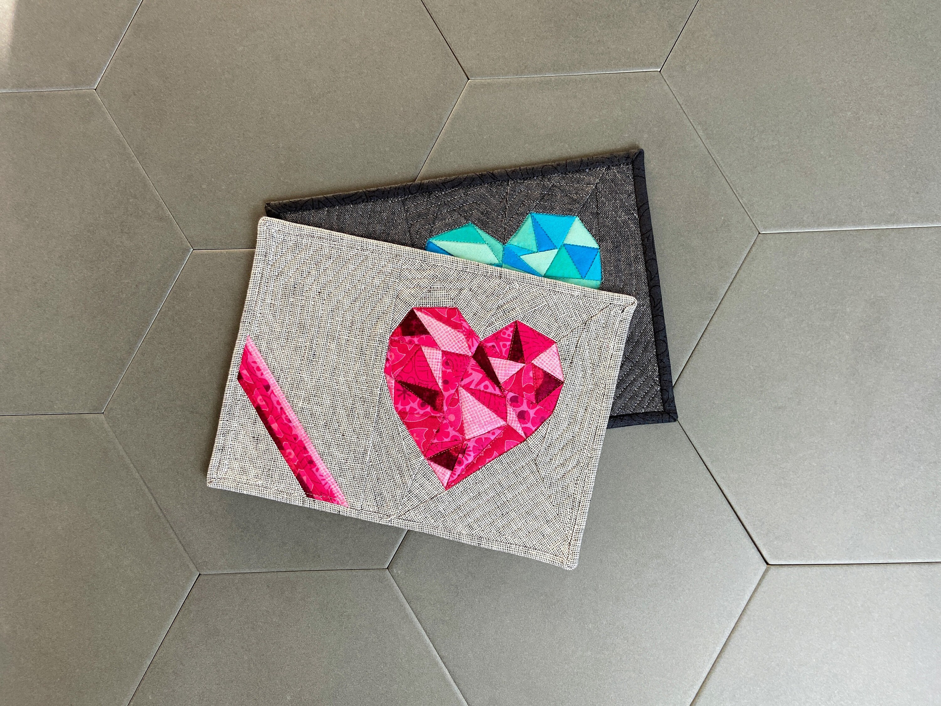 Heart Glass Foundation Paper Pieced Mug Rug Pattern - Etsy