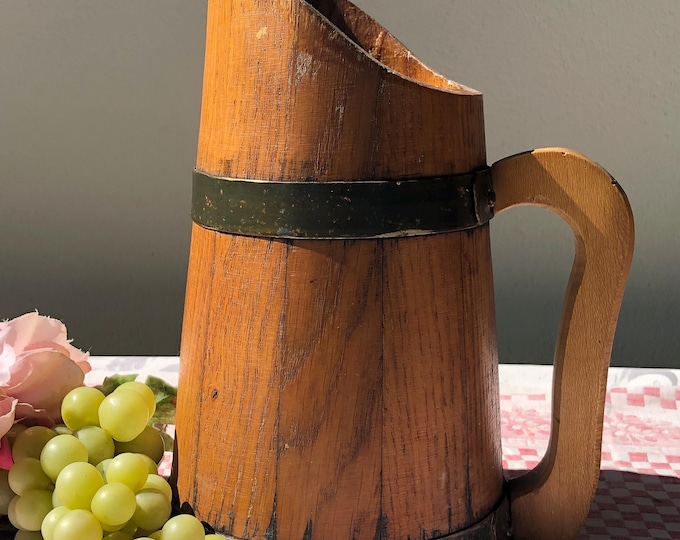 Quirky French Antique Tall Hand Made Wooden Jug / Folk Art / Primitive ...