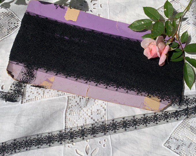 French Antique Black Lace Trim / Lovely Late 1800s Black Cotton Trim ...